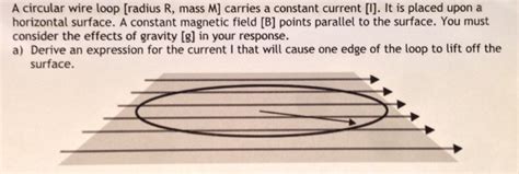 Solved A Circular Wire Loop Radius R Mass M Carries A Chegg Com