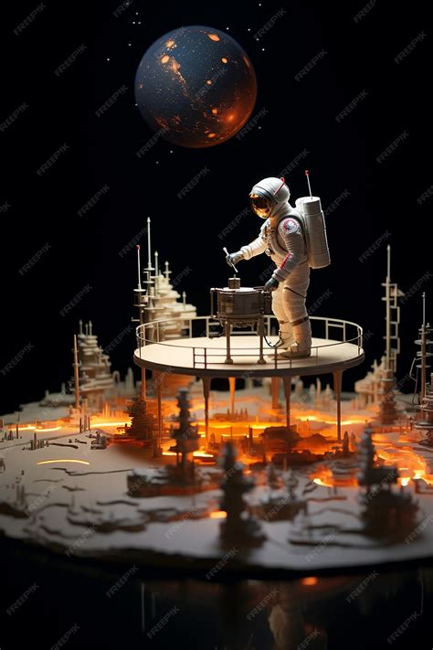 Premium Ai Image Diorama Model Of A Space Station Sandu Baciu Style Chiaroscuro