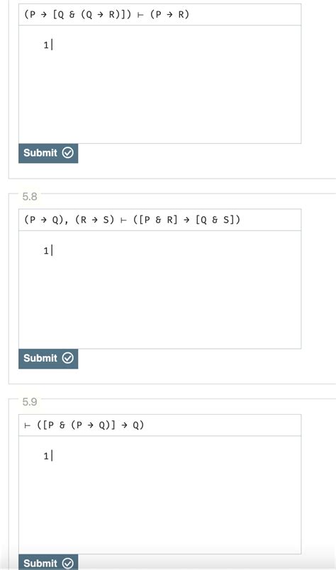 solved p→[qand q→r ] ⊢ p→r submit 2 submit