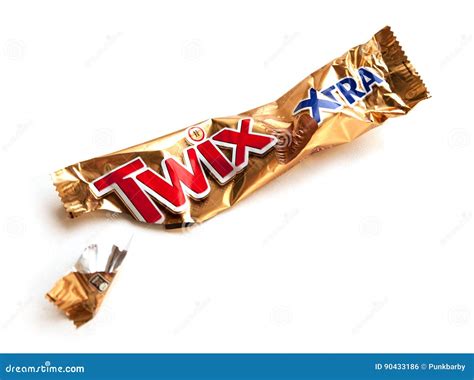 Twix Xtra Chocolate Bar Empty Crumpled Wrapper Isolated On White Editorial Photo Image Of