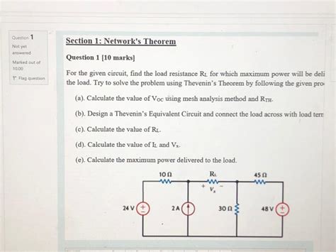 Solved Question 1 Section 1 Network S Theorem Not Yet Chegg Com