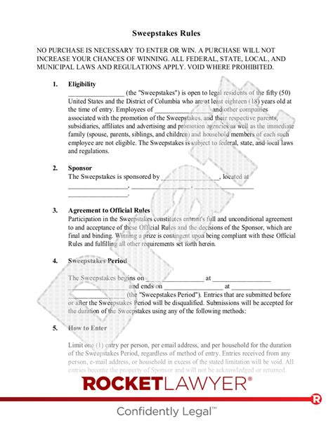 Free Sweepstakes Rules Template And Faqs Rocket Lawyer
