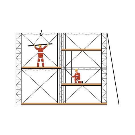 Premium Vector Builders Working On Scaffolding Construction Concept