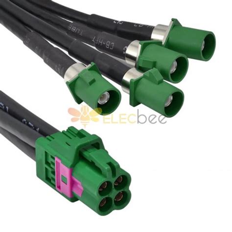 Mini Fakra迷你4合1绿色E型直母转fakra直公射频线转接测试线束可定制