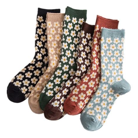 Cottagecore Aesthetic Floral Socks Kawaii Floral Colorida