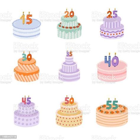 숫자의 형태로 불타는 촛불이 있는 생일 케이크 세트 매년 출생 기념일을 축하하는 디저트 스칸디나비아 스타일의 휴일 컵케이크의