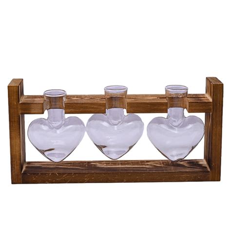 Aomxgd Plant Terrarium With Wooden Stand Planter Bulb Glass Vase Metal