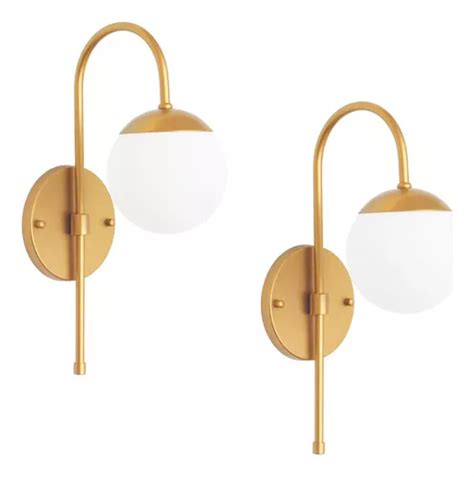 Lámpara led FR Light Kit arandelas jabuticaba curvada dourada globo de vidro color blanco