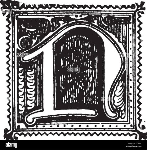 An Ornamental And Decorative Letter N Vintage Line Drawing Or