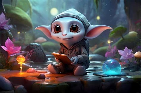 Premium Photo A Small Cute Alien With Colorful Backgrounds Wallpaper