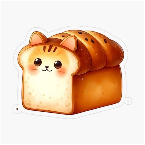 Toast Cat Cute Cat Bread Sticker For Sale By Poinciana Printables