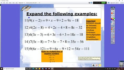 Expanding Brackets And Order Of Operations Eskola