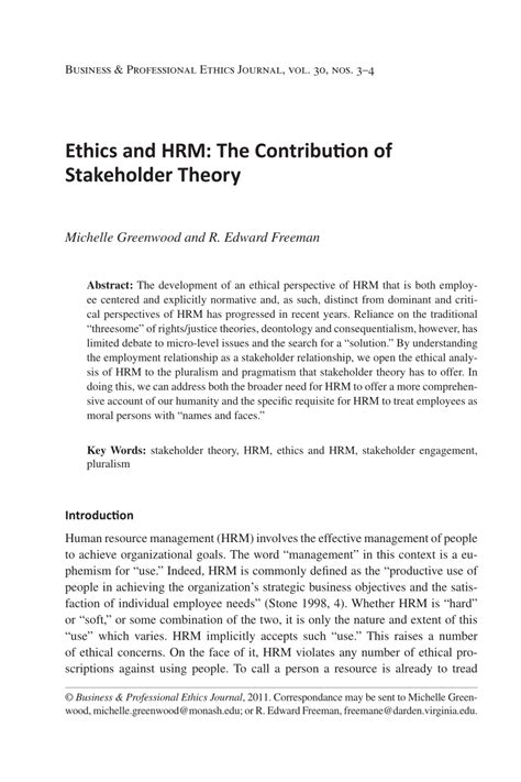 Pdf Ethics And Hrm