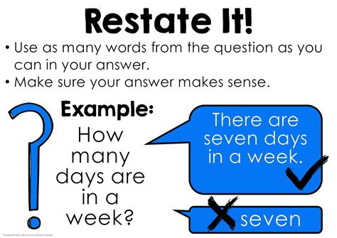 Question Restating Techniques Anchor Chart Printable Resource For 3rd And 4th Grade Reading