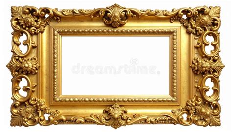 Ornate Gold Rectangular Picture Frame Stock Illustration Illustration