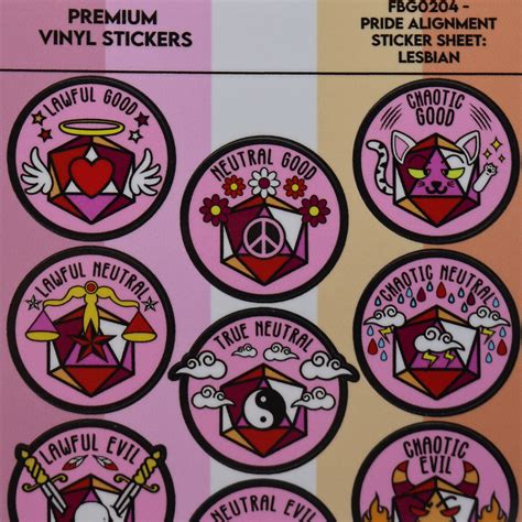 Pride Alignment Sticker Sheet Lesbian Foam Brain Games