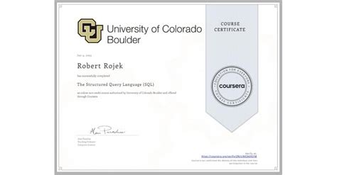 Robert Rojek On Linkedin Completion Certificate For The Structured Query Language Sql