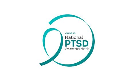 Ptsd 인식의 달은 매년 6 월에 관찰됩니다 6 월은 전국 Ptsd 인식의 달입니다 배너 인사말 카드 배경이 있는 포스터를
