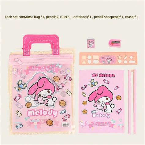 Sanrio 6 قطع مجموعة علب أقلام من Pvc من سانريو، بتصميمات كورومي وميليتي