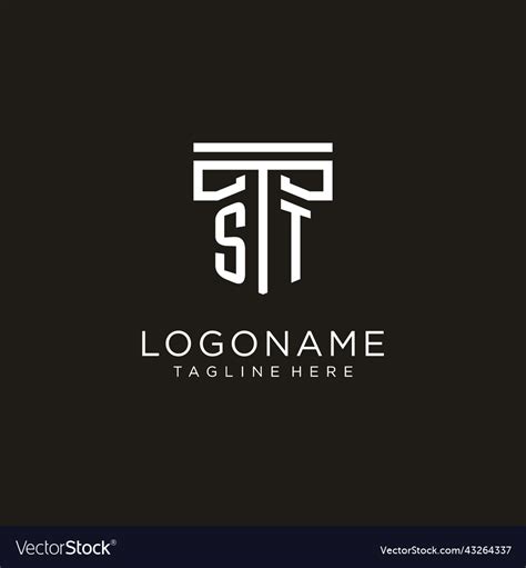 St Initial Logo With Geometric Pillar Style Design