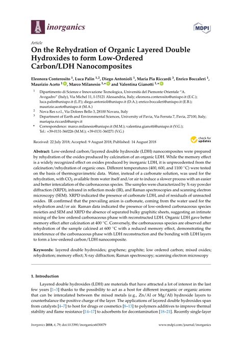 Pdf On The Rehydration Of Organic Layered Double Hydroxides To Form Low Ordered Carbonldh