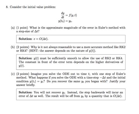 solved consider the initial value problem dy dt f y t