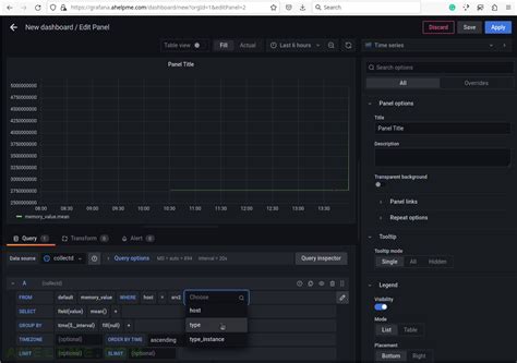 Create Graph For Physical Memory Using Grafana InfluxDB