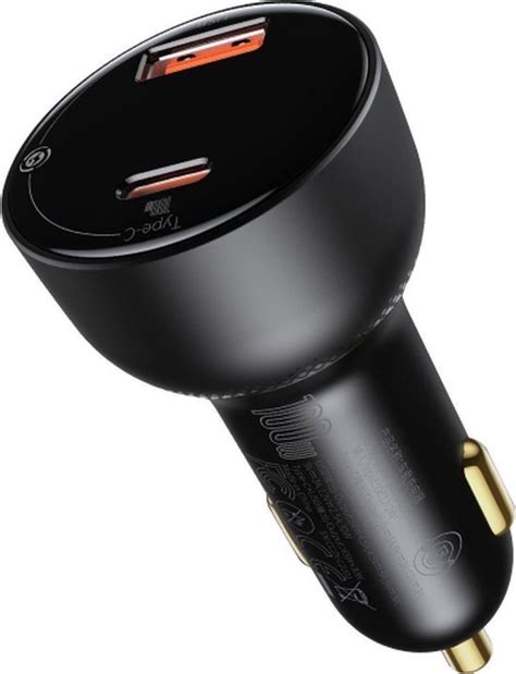 Baseus Autolader USB C USB A Met 100 Watt Snelladen Twee Oplaad