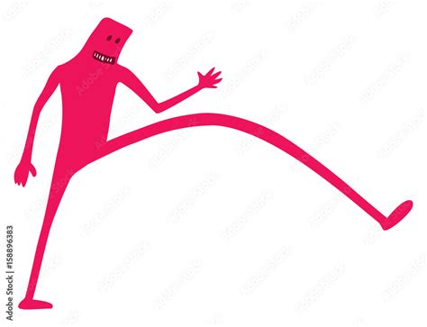 Vetor De Funny Doodle Character Taking Big Step Forward Or Shortcut Do