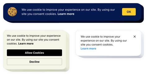 Cookie виджет для сайта Уведомление о использовании Cookie