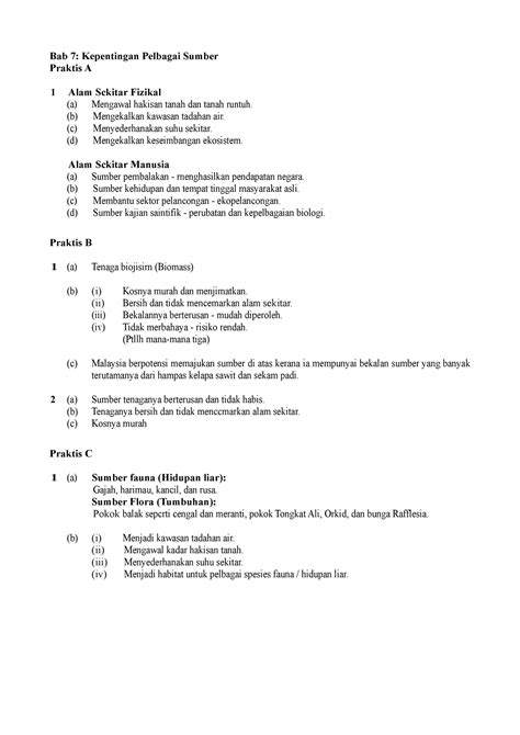 Jawapan Gf T5 Bab 7 Nil Bab 7 Kepentingan Pelbagai Sumber Praktis