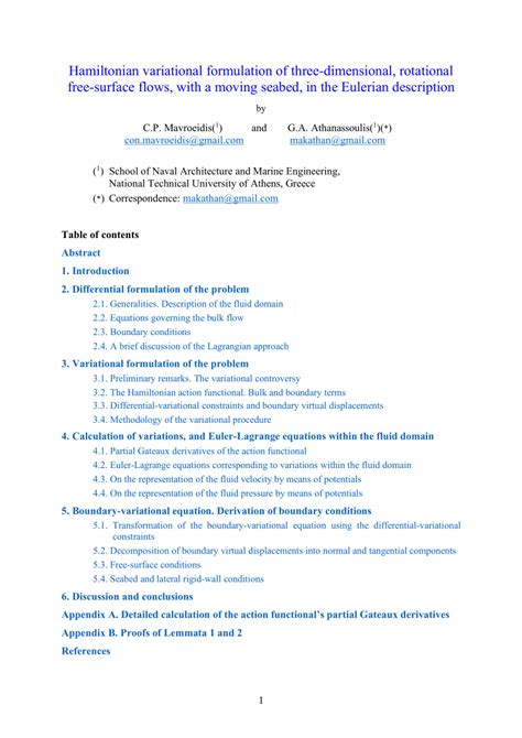 Pdf Hamiltonian Variational Formulation Of Three Dimensional