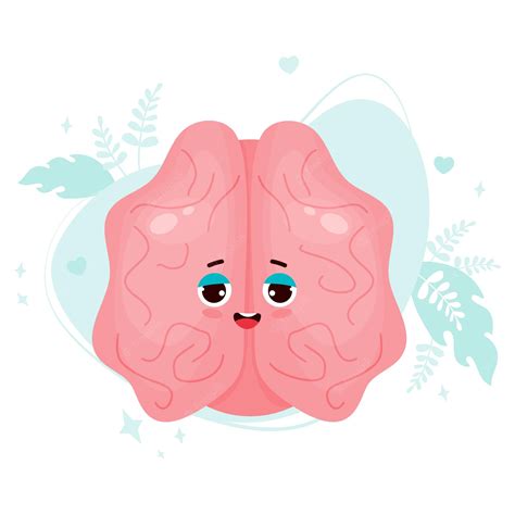 Premium Vector Cute Cartoon Brain Funny Character Human Organ Central