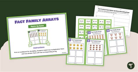 Fact Family Arrays Match Up Game Teach Starter