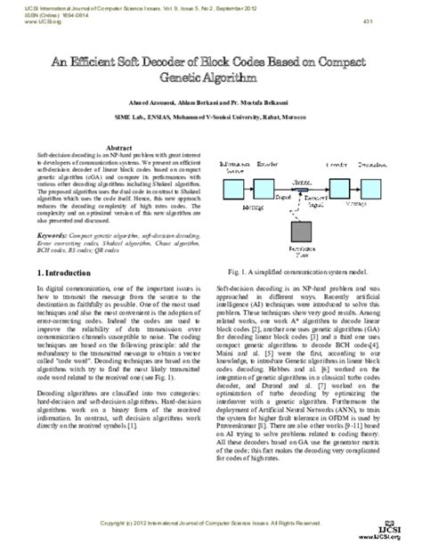 Pdf An Efficient Soft Decoder Of Block Codes Based On Compact Genetic