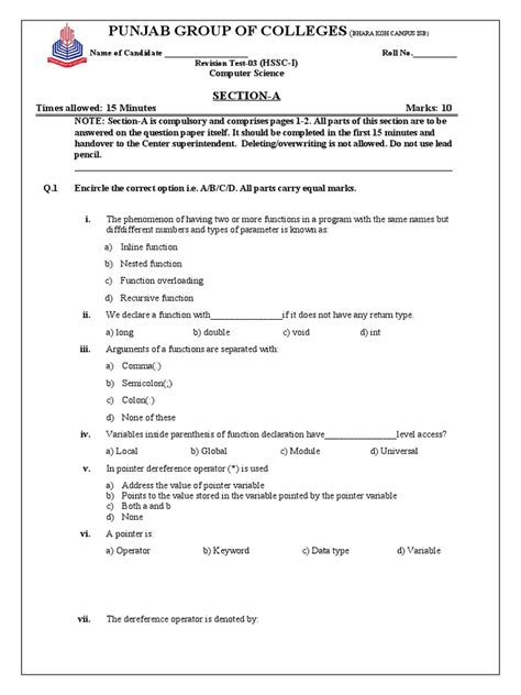 Phase Test Chap 67 Pdf Pointer Computer Programming Parameter Computer Programming