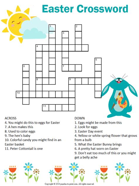 Easter Crossword Puzzle Free Printable