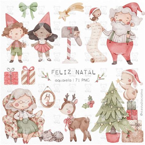 Kit Digital Feliz Natal Aquarela Elo7 Produtos Especiais