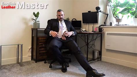 Suited Boss Jerks Uncut Cock And Cums On Formal Shoes British Gay