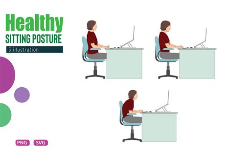 Premium Healthy Sitting Posture Illustration Pack From Healthcare