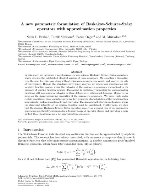 PDF A New Parametric Formulation Of Baskakov Schurer Szasz Operators With Approximation Properties