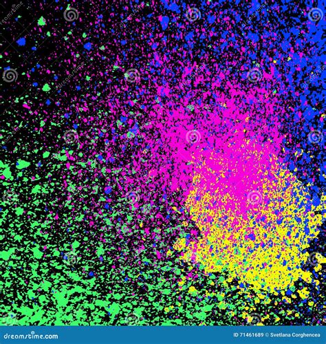 Salpicadura Colorida De La Pintura Acrílica Gota En Fondo Negro Neón