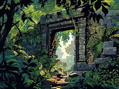 Jungle Landscape Cartoon Ai Generated Image