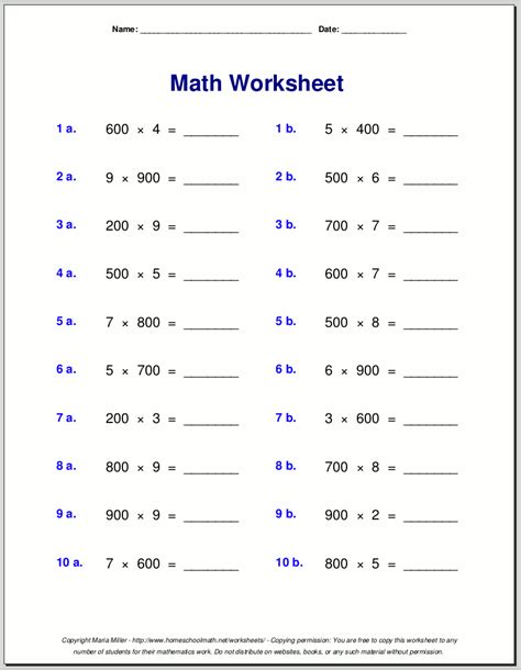 Mathematics Worksheet For Class 4 4 Grade Worksheets To Prin