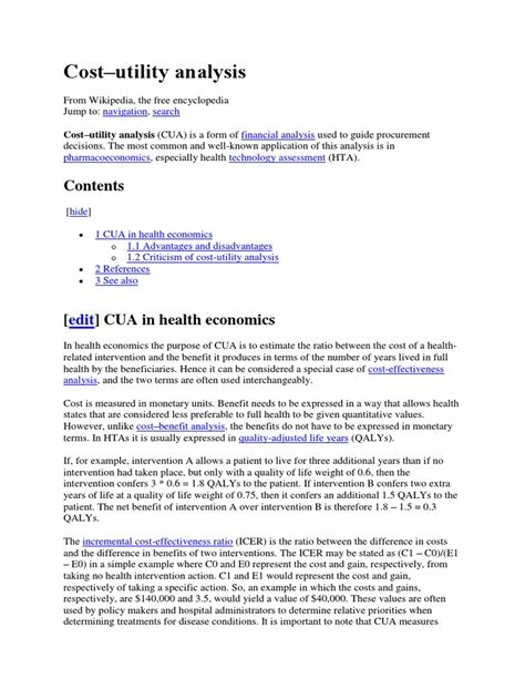 Cost Utility Analysis Quality Healthcare Quality Free 30 Day Trial Scribd