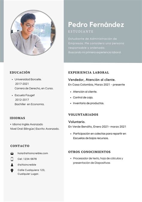 3 Ejemplos De Currículum Vitae Plantillas Para Editar En Word