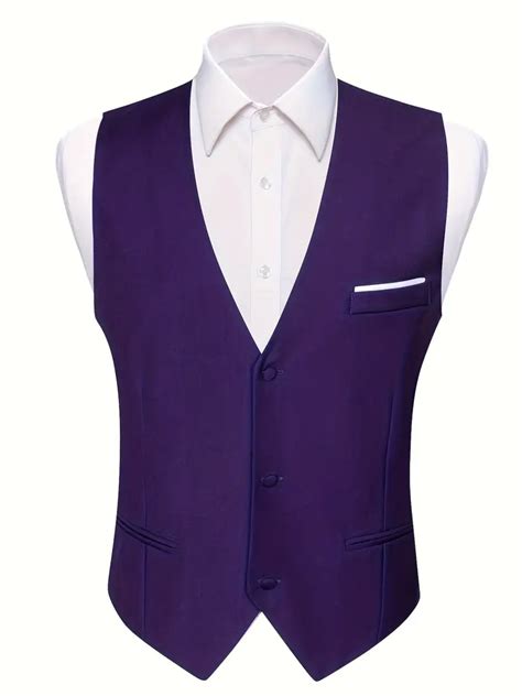 Plus Size Mens Solid Elegant V Neck Waistcoat Sleeveless Temu Canada