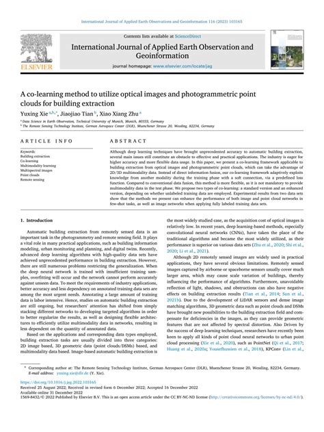 Pdf A Co Learning Method To Utilize Optical Images And Photogrammetric Point Clouds For