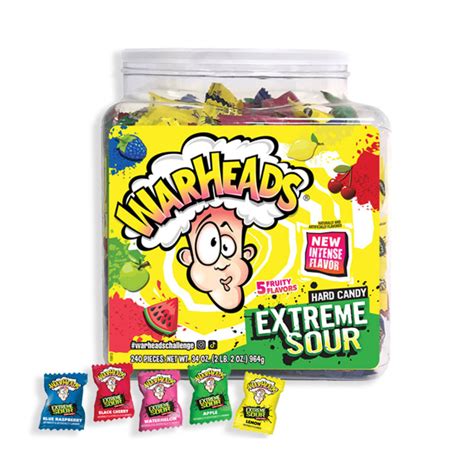 Warheads Extreme Sour Hard Candy Jar 964g 240 Pack Online Wholesaler