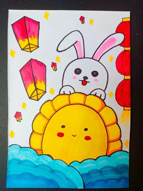 中秋主题儿童画一年级简单又好看（14张）儿童画图片大全